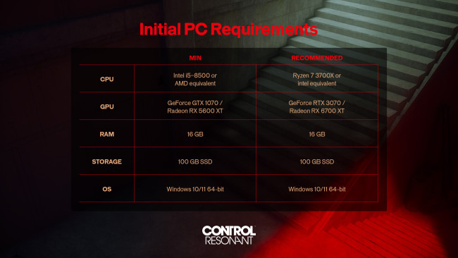 Remedy revela as especificações iniciais do PC para Control Resonant