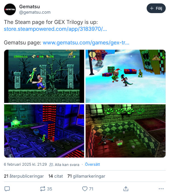 Gex Trilogy já está disponível para lista de desejos no Steam